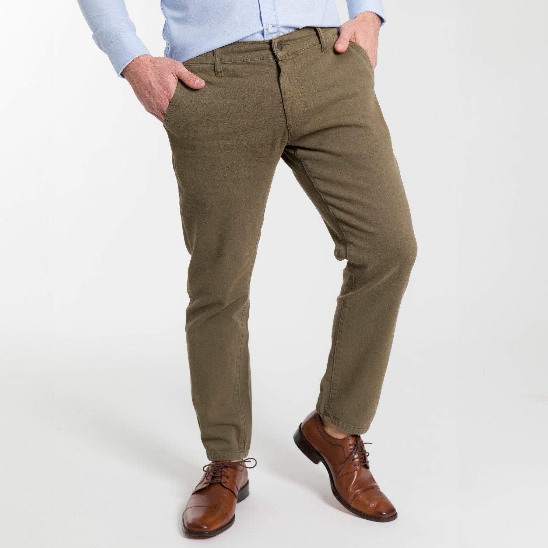 Ash & Erie Birch Washed Stretch Chinos for Short Men