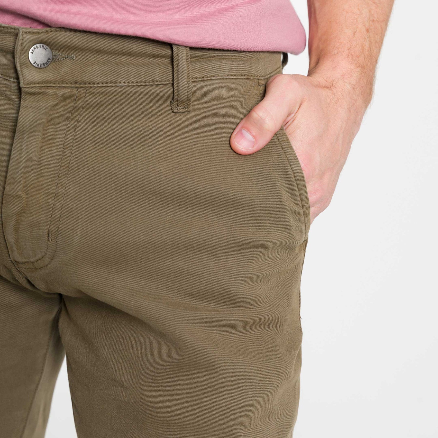 Ash & Erie Birch Washed Stretch Chinos for Short Men