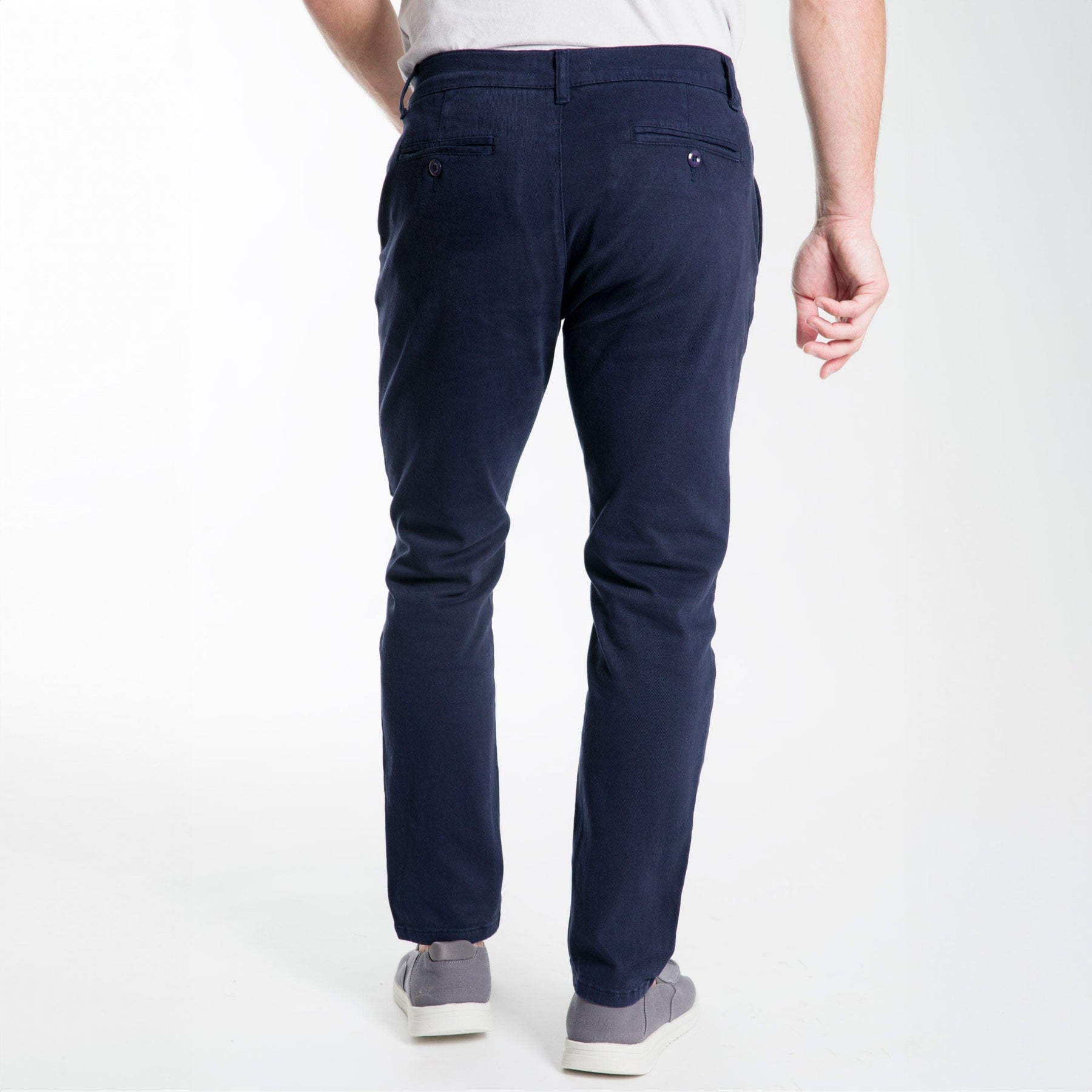 Ash & Erie Navy Washed Stretch Chinos for Short Men