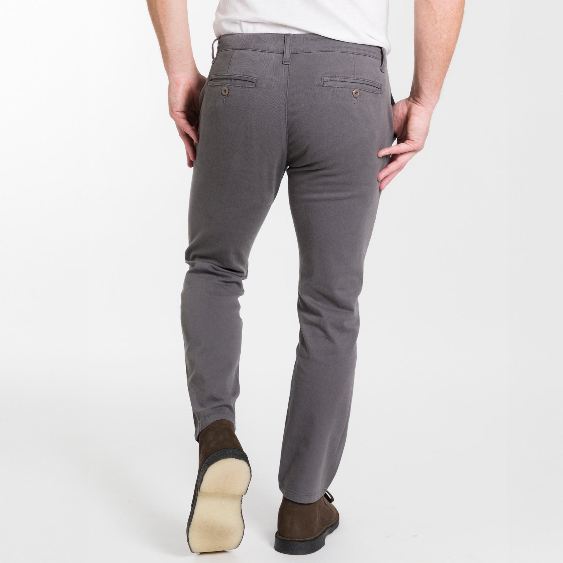 Ash & Erie Smoke Grey Lightweight Stretch Chinos for Short Men