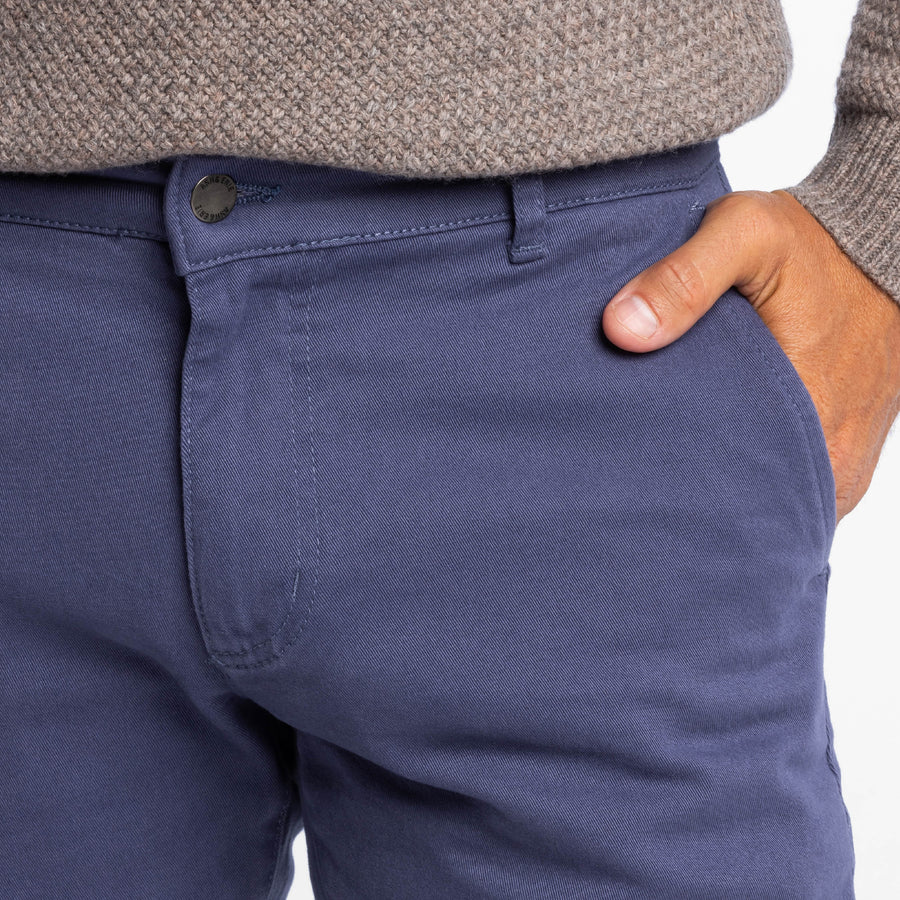 Ash & Erie Vintage Blue Washed Stretch Chinos for Short Men