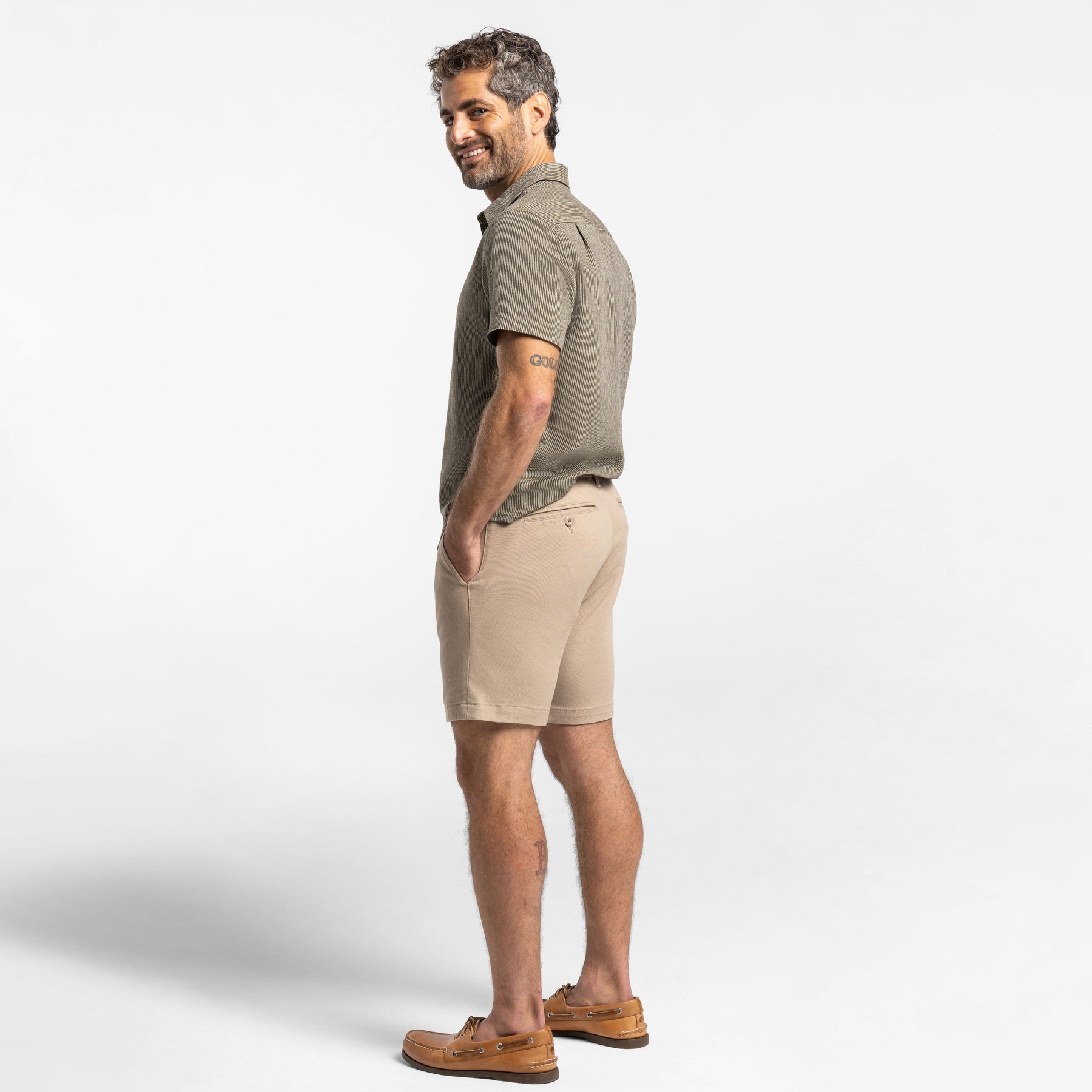 Ash & Erie Teak Stretch Washed Chino Short for Short Men