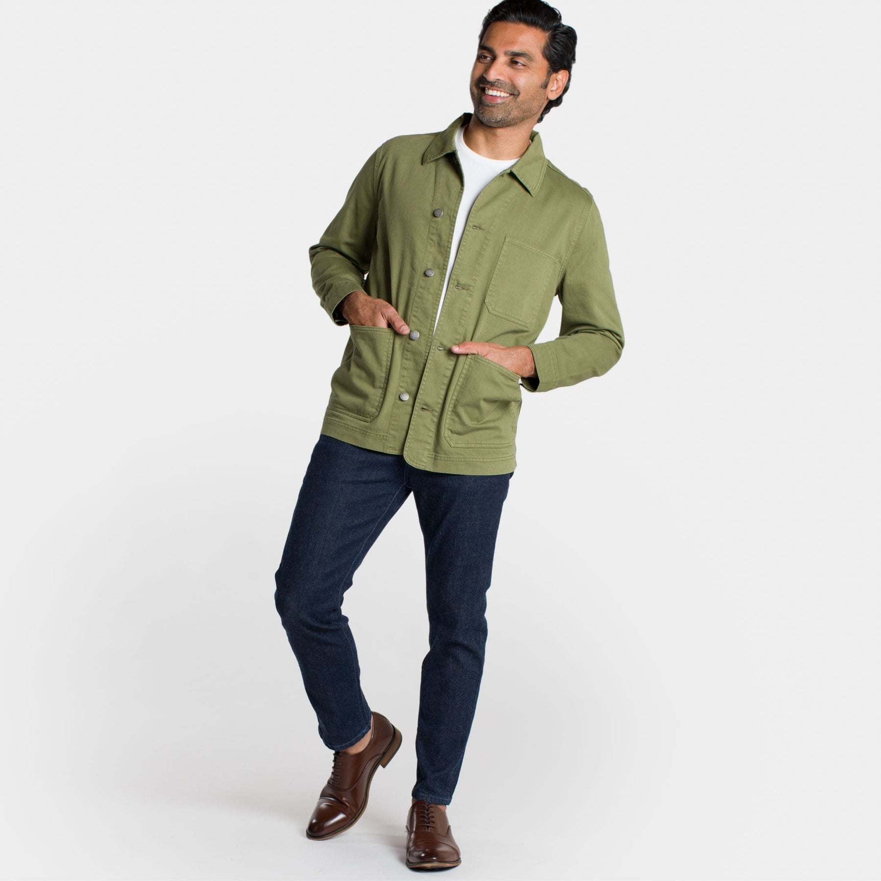 Ash & Erie Olive Chore Jacket for Short Men