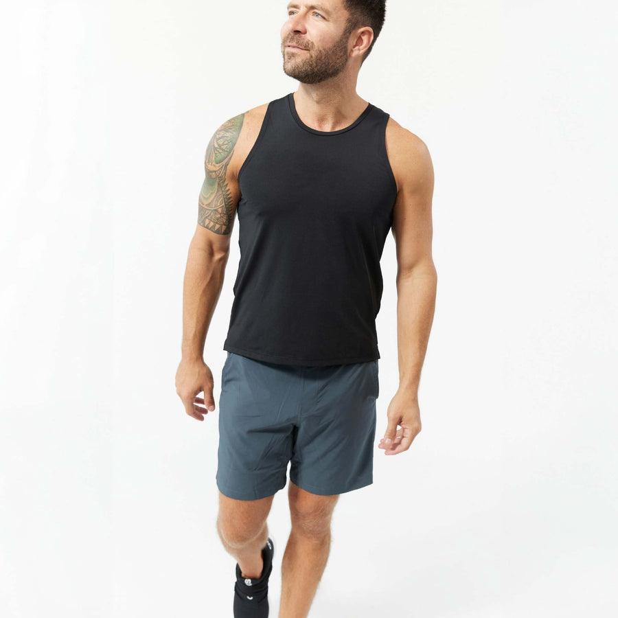 Ash & Erie Black Hybrid Ultralight Tanks for Short Men