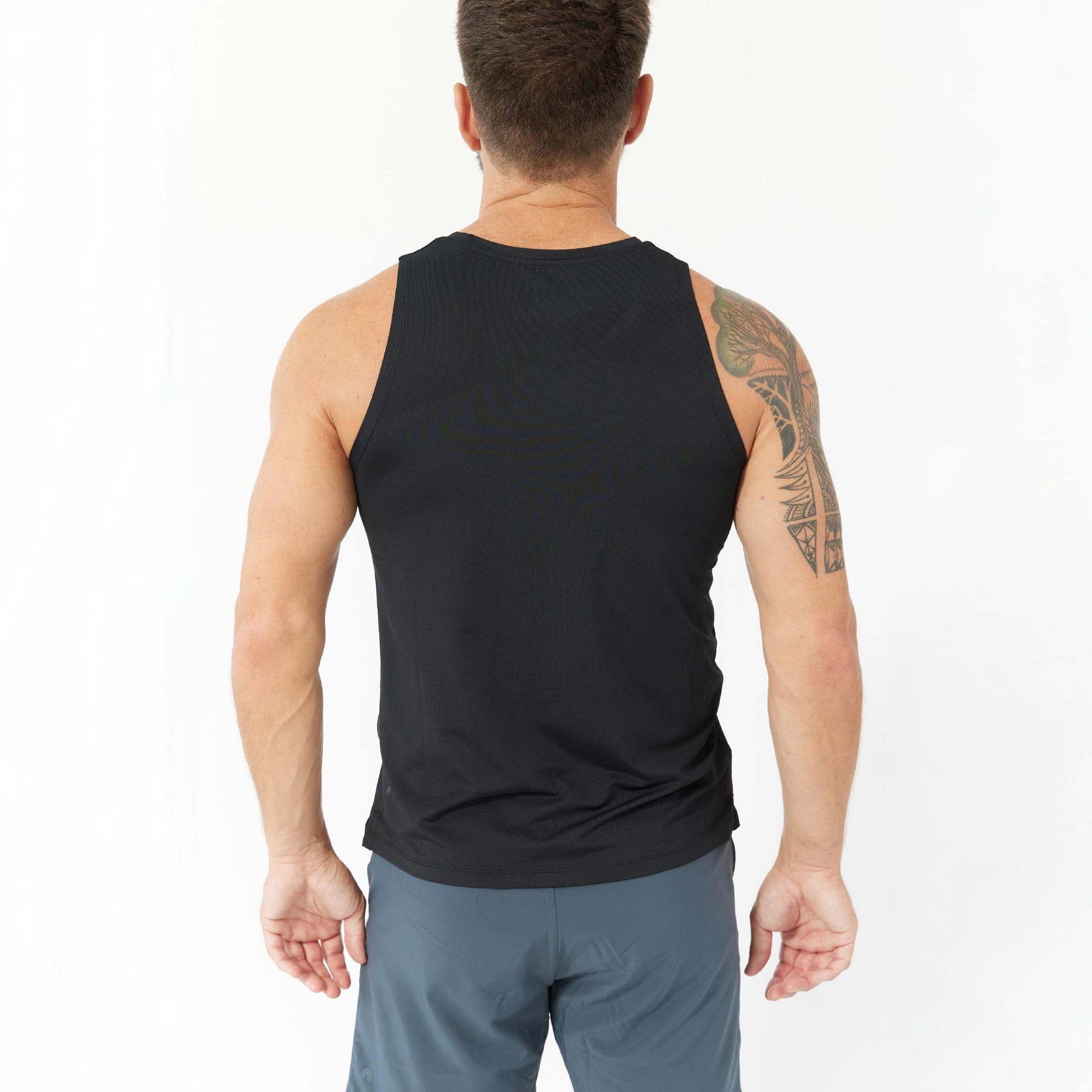 Ash & Erie Black Hybrid Ultralight Tanks for Short Men