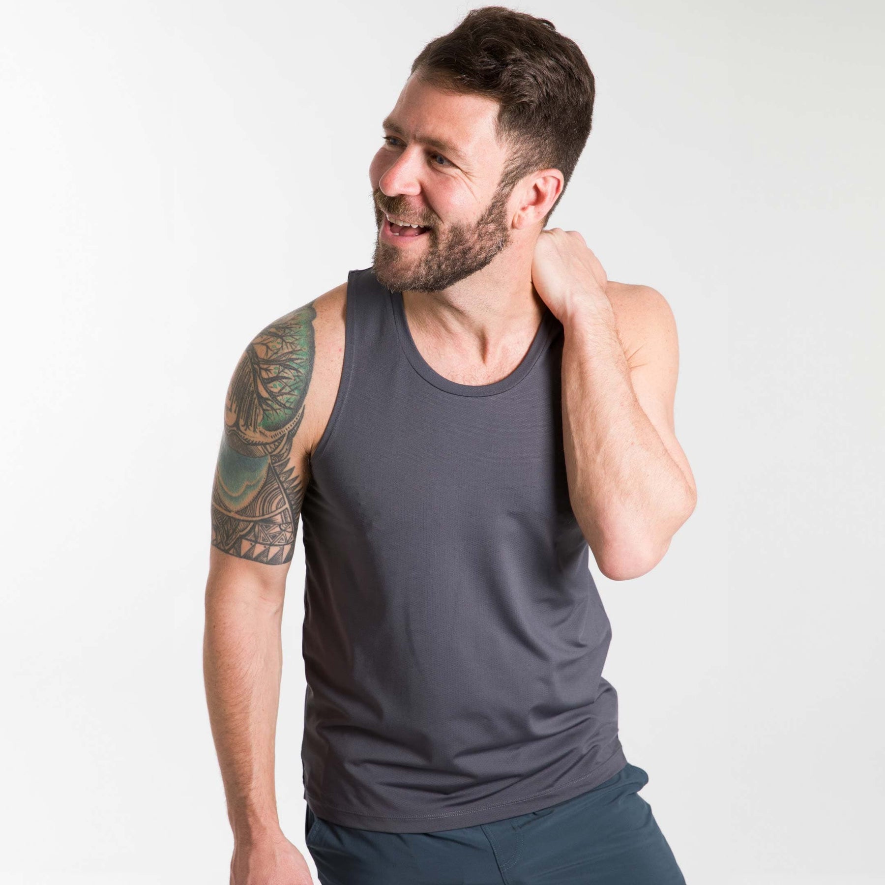 Ash & Erie Charcoal Hybrid Ultralight Tanks for Short Men