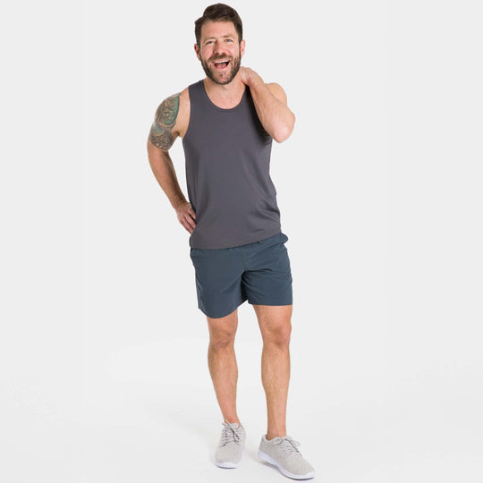 Ash & Erie Charcoal Hybrid Ultralight Tanks for Short Men