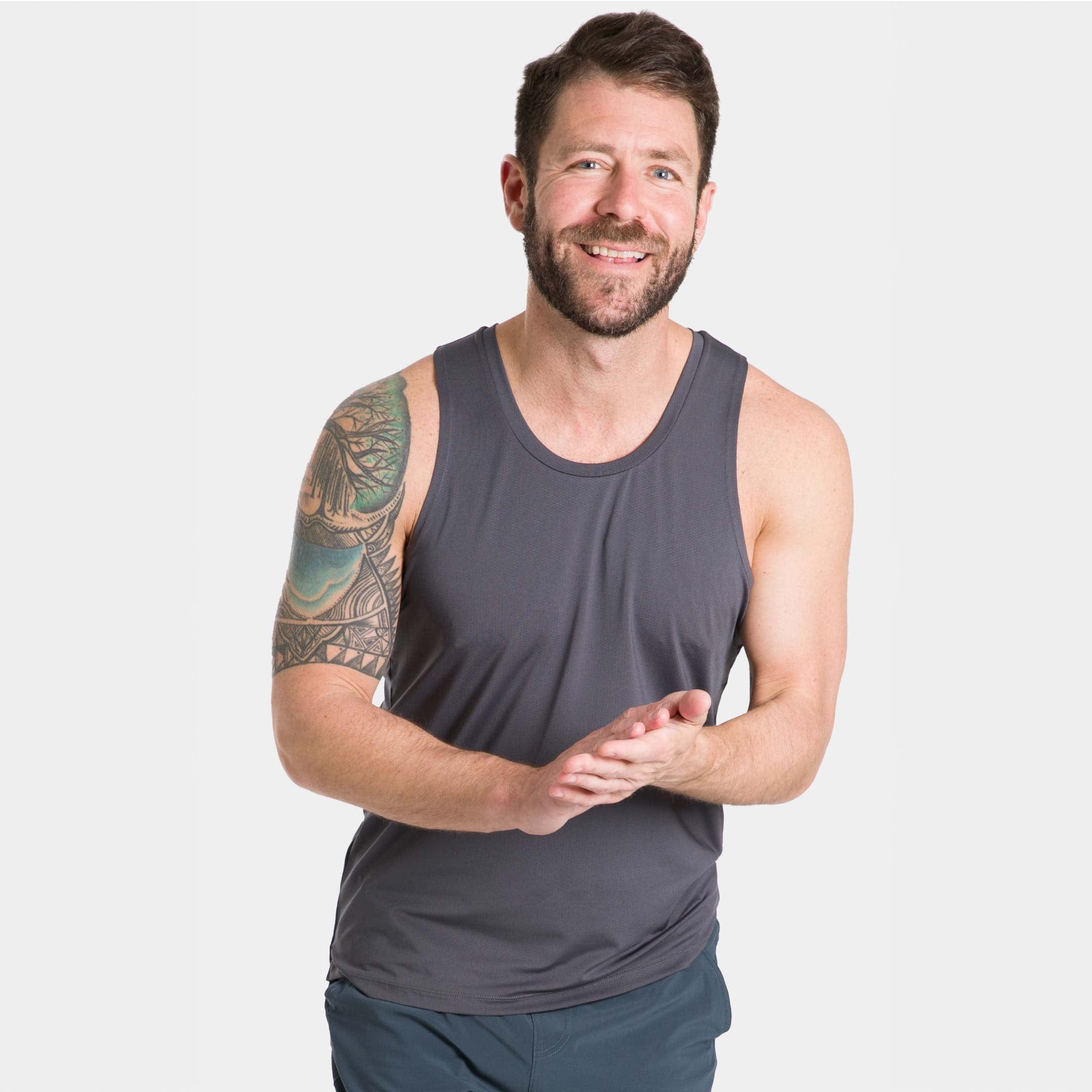 Ash & Erie Charcoal Hybrid Ultralight Tanks for Short Men