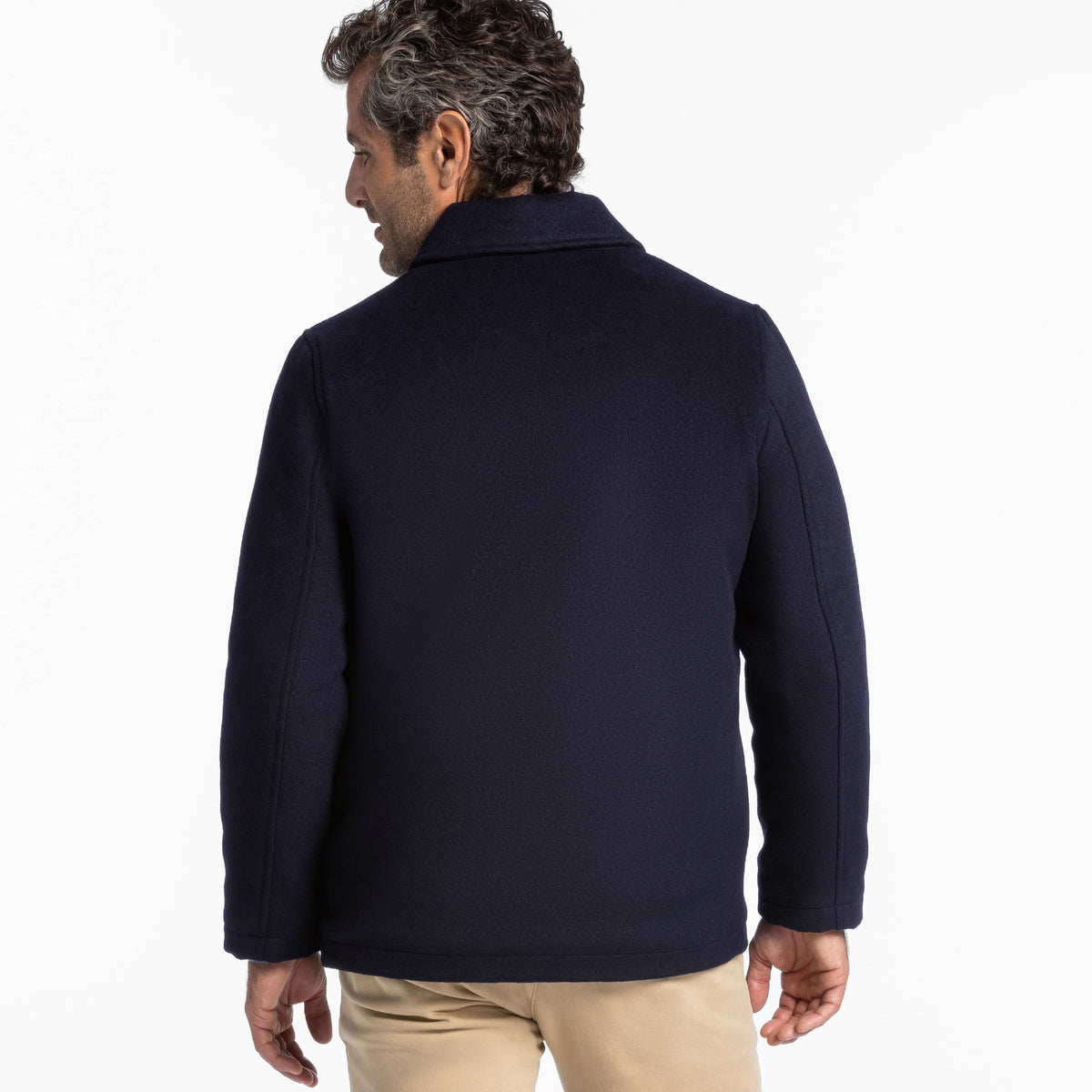 Ash & Erie Navy Wool Peacoat for Short Men