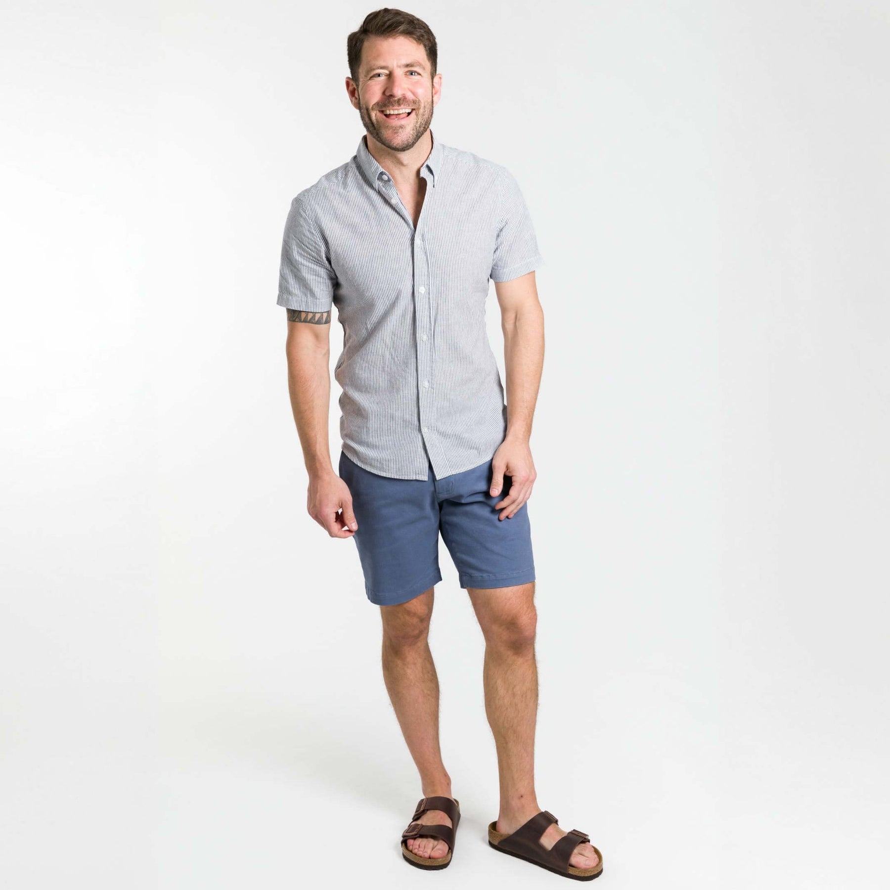 Buy Linen Stripes Short Sleeve Shirt for Short Men | Ash & Erie