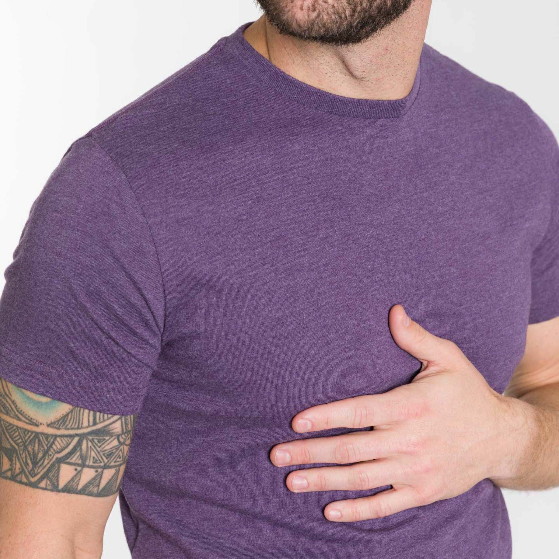 Ash & Erie Heather Purple Crew Neck T-Shirt for Short Men