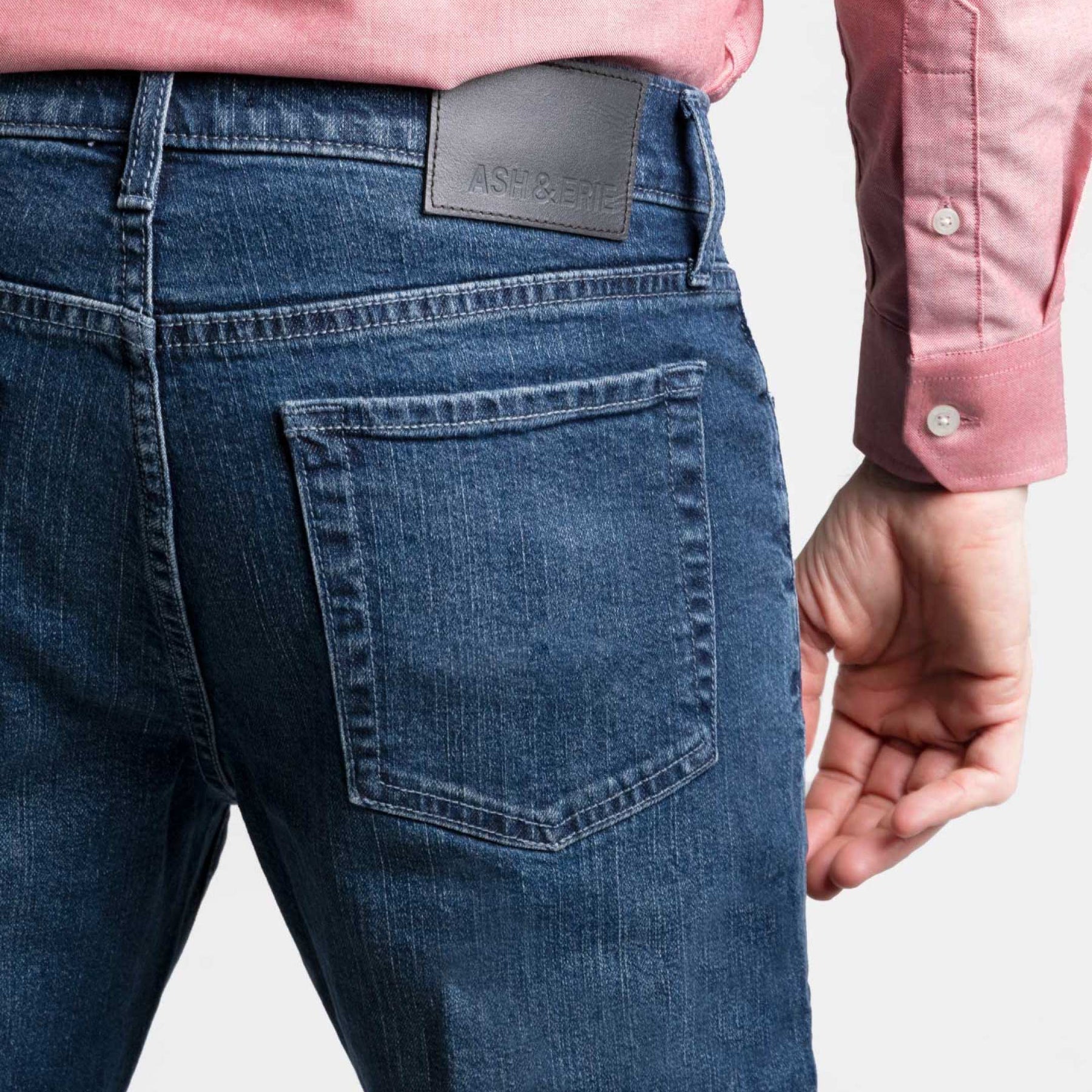 Ash & Erie Straight Fit Deep Sea Wash Denim Jeans for Short Men