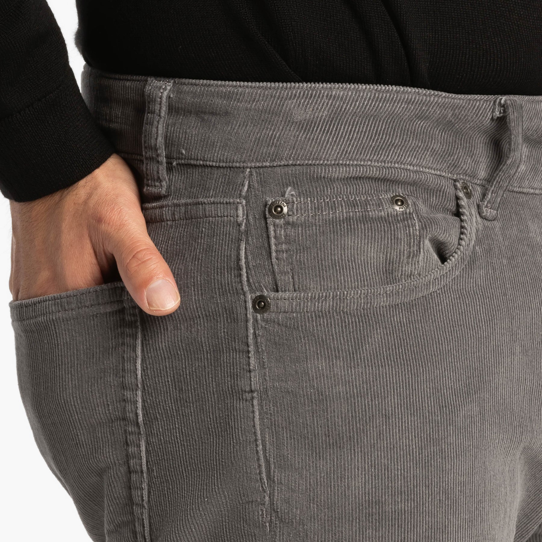 Ash & Erie Grey Stretch Corduroy Pant for Short Men