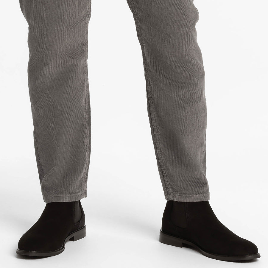 Ash & Erie Grey Stretch Corduroy Pant for Short Men